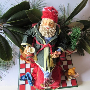 Vintage Christmas, Tabletop Santa, Holiday Workshop, Handcrafted Resin ...