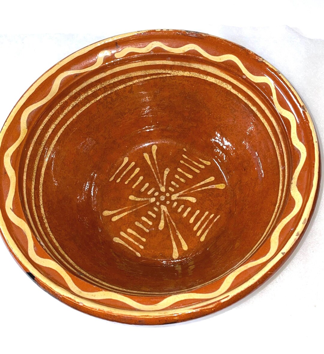 Vintage Large Redware Slipware Bowl, French, Early 20th Century ...