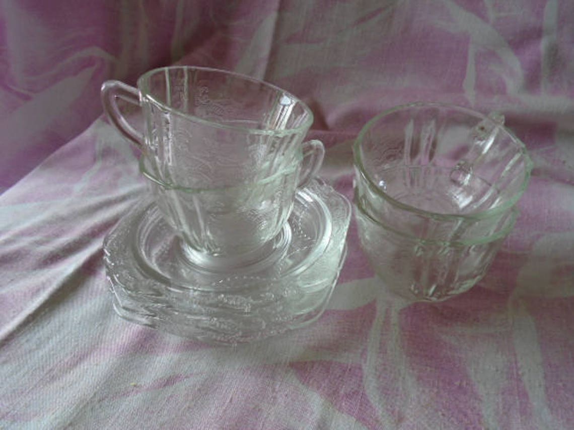 Lot of 4 Clear Federal Glass Co. Depression Glass Cups and | Etsy