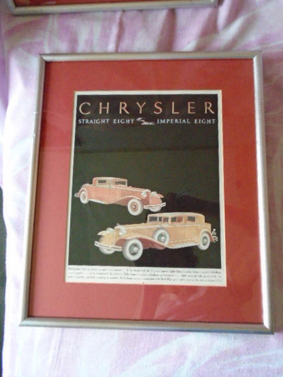 Vintage Framed Chrysler Car Ads, Pair, Silver Frame - Etsy