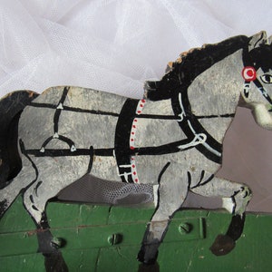 Vintage Toy, Handmade, Toy Pony and Cart, Folk Art, Hand Painted Toy ...