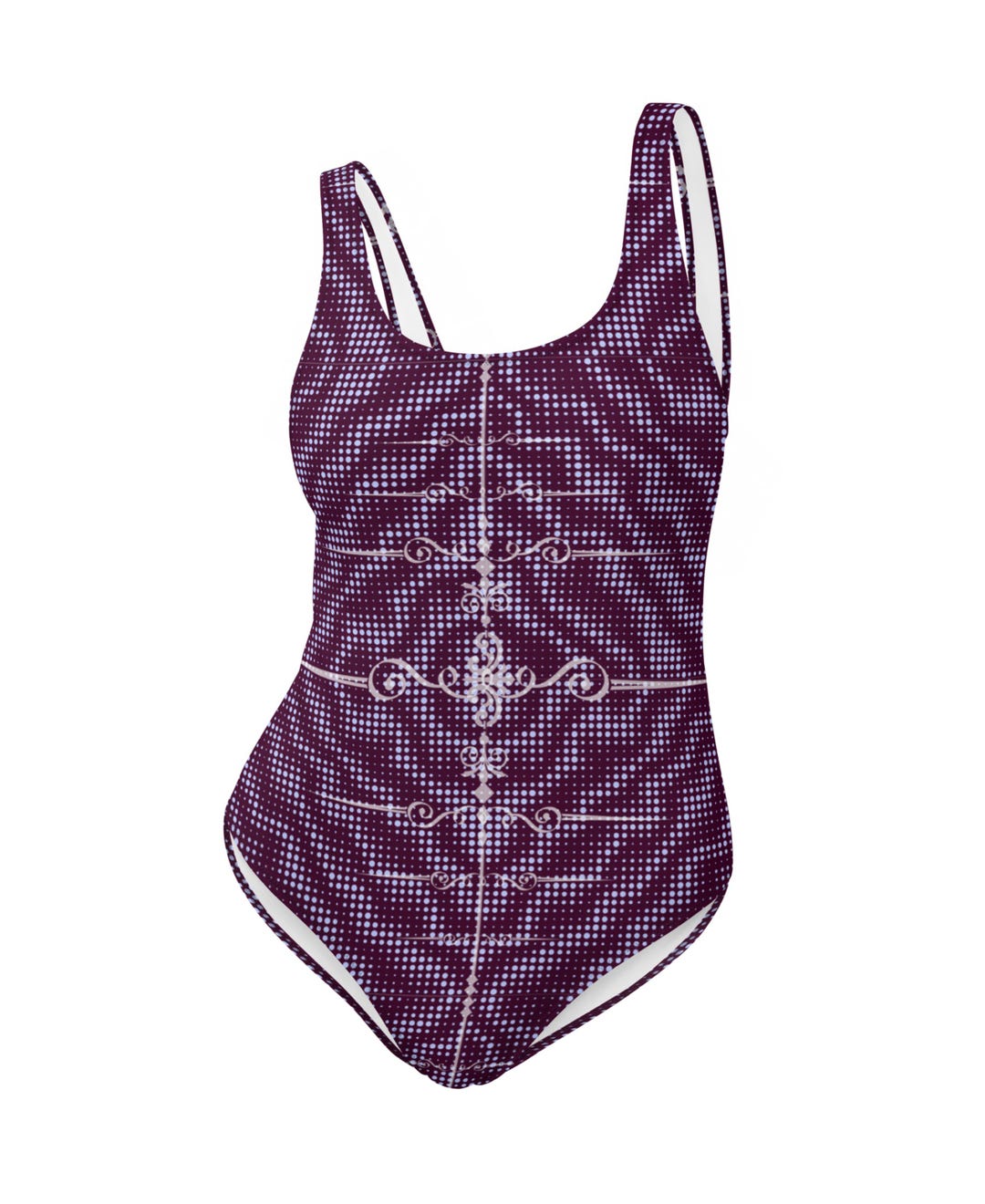 Purple Psychedelic Print Swimsuit, Recycled Fabric Swimwear, One Piece ...