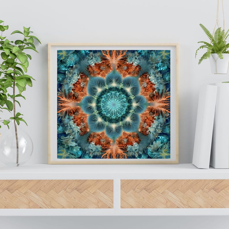 Aquaria: Ai-generated Oceanic Mandala Poster - Instant Digital Download ...