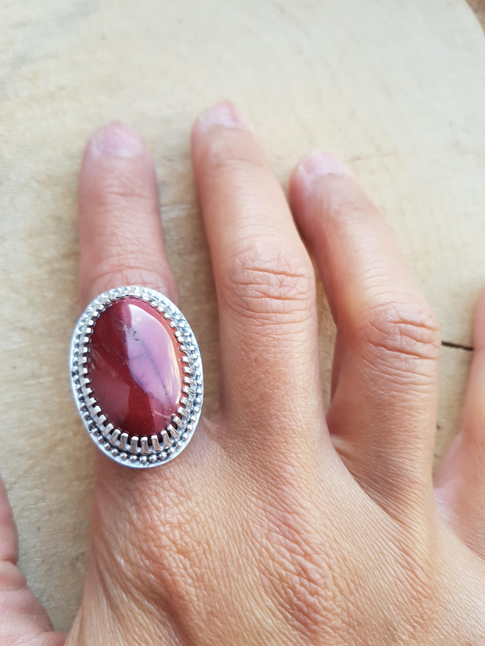 Mookaite Ring Sterling Silver Mookaite Gemstone Ring - Etsy UK