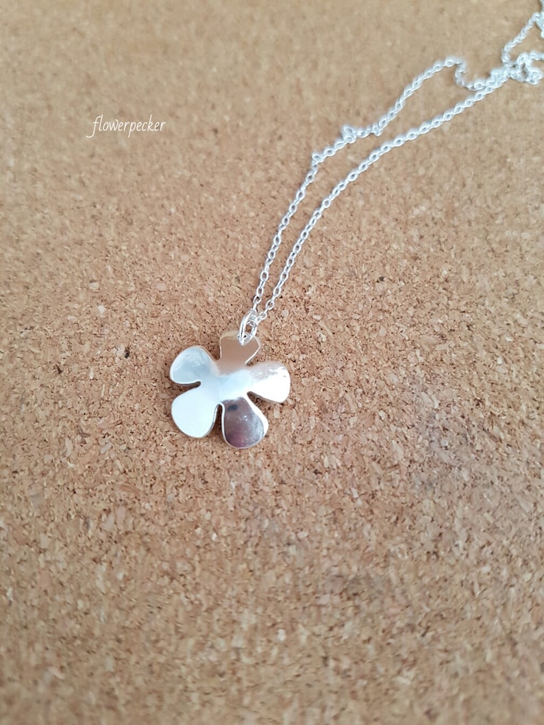 Flower Necklace Silver Necklace Silver Flower Necklace - Etsy UK
