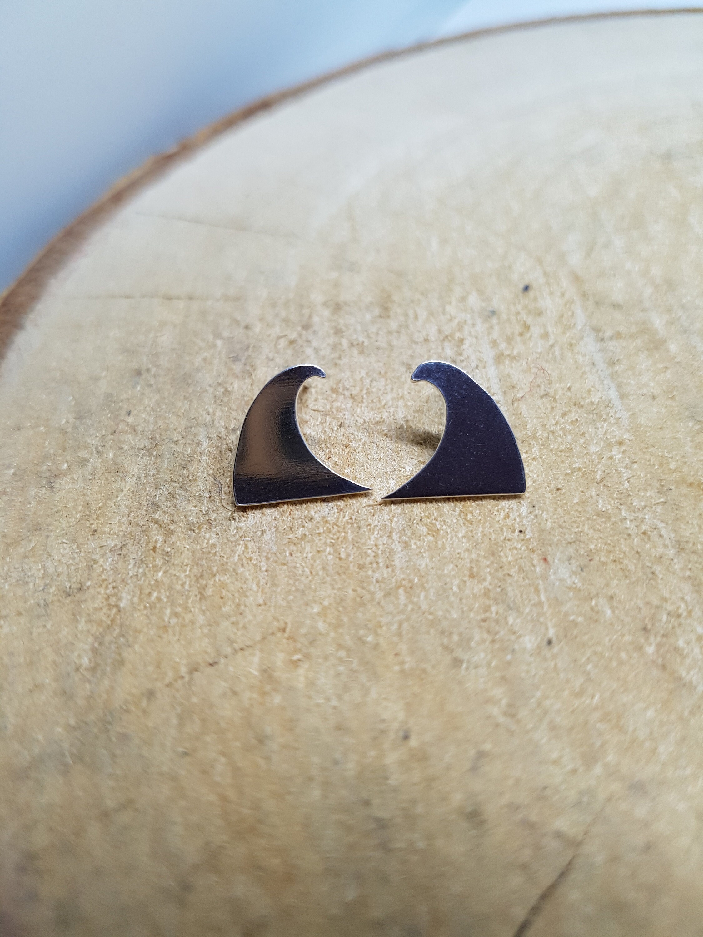 Wave Earrings Sterling Silver Silver Wave Stud Earrings - Etsy