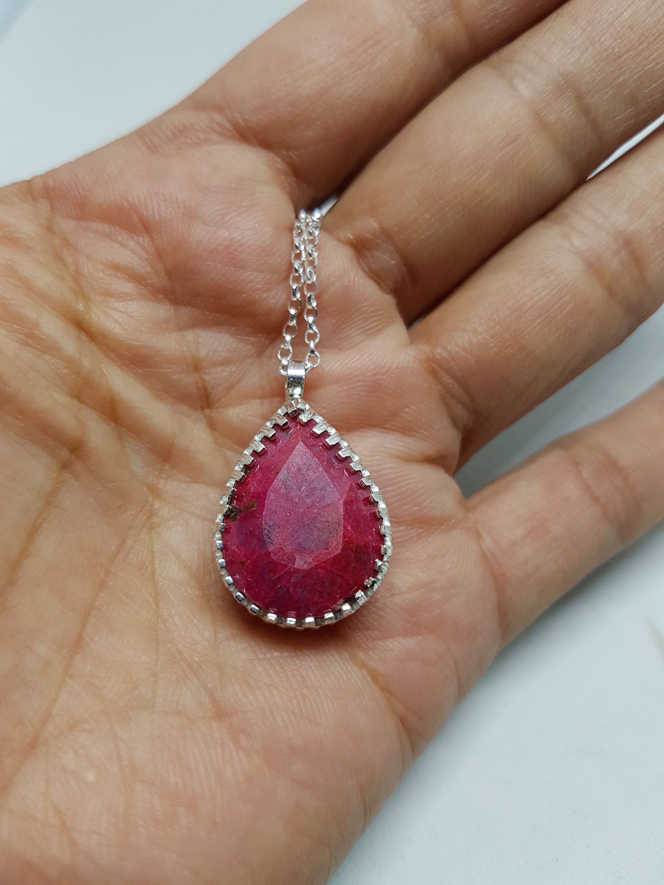 Ruby necklace July Birthstone Necklace Gemstone Jewelry | Etsy