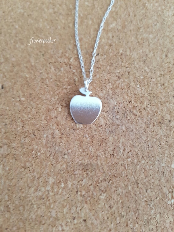 Silver apple pendant necklace store