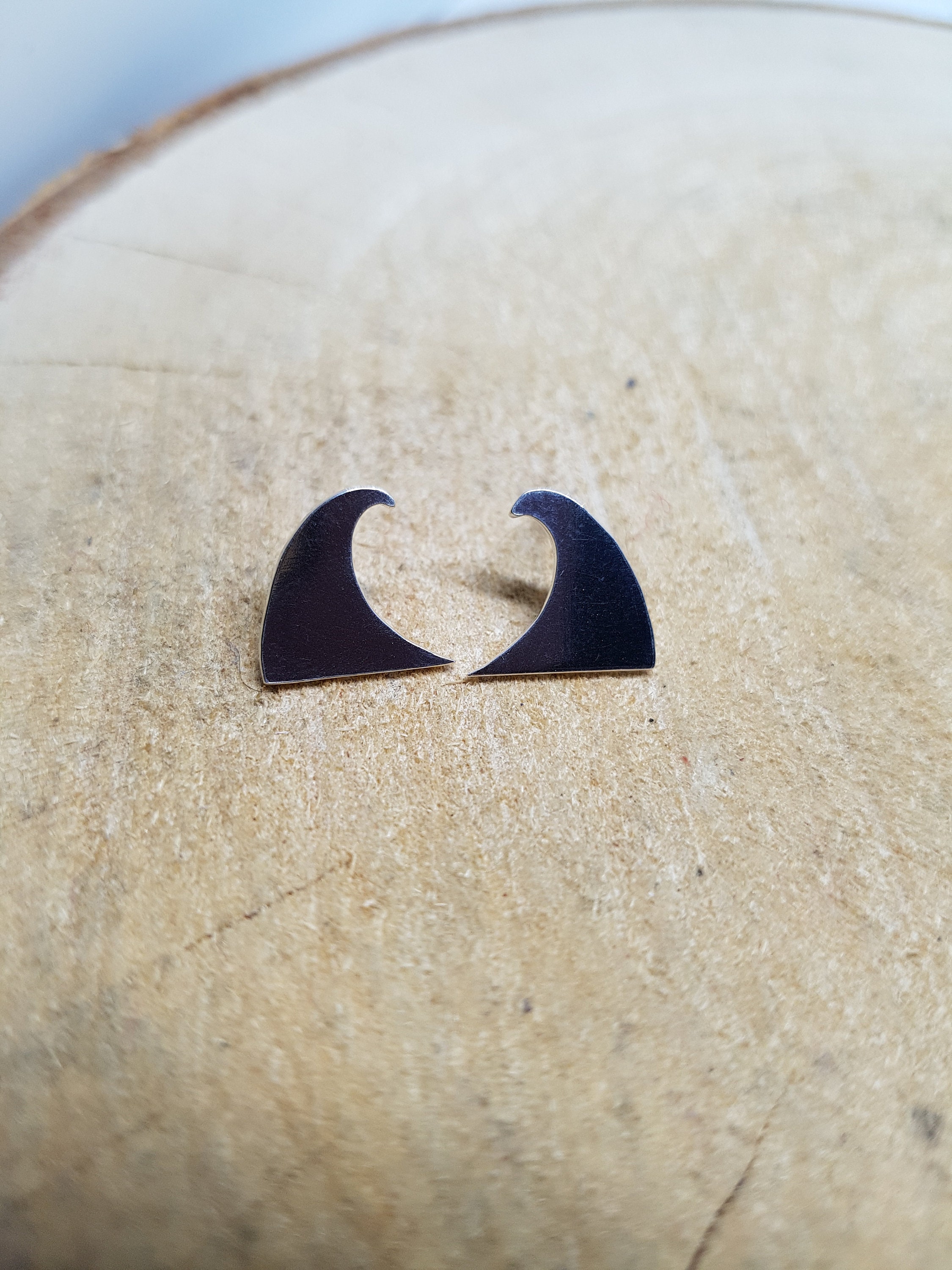 Wave Earrings Sterling Silver Silver Wave Stud Earrings - Etsy