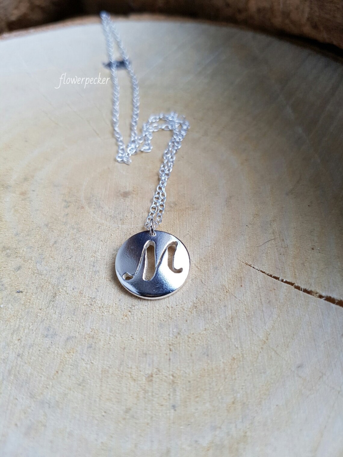 Letter M Silver Necklace Pendant Name Jewellery Letter M - Etsy