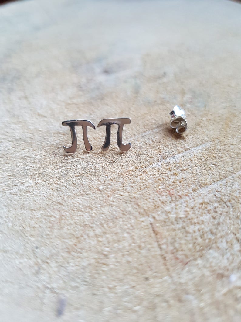 Pi Earrings Sterling Silver Pi Stud Earrings Math Jewellery Pi Symbol ...
