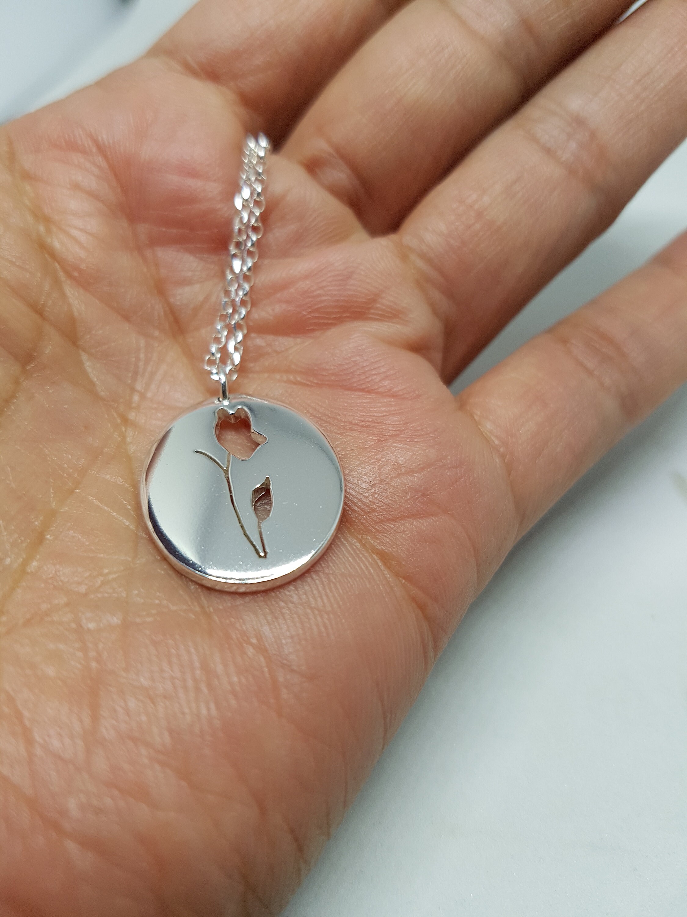 Silver Tulip Necklace Pendant, Gift for Her - Etsy UK