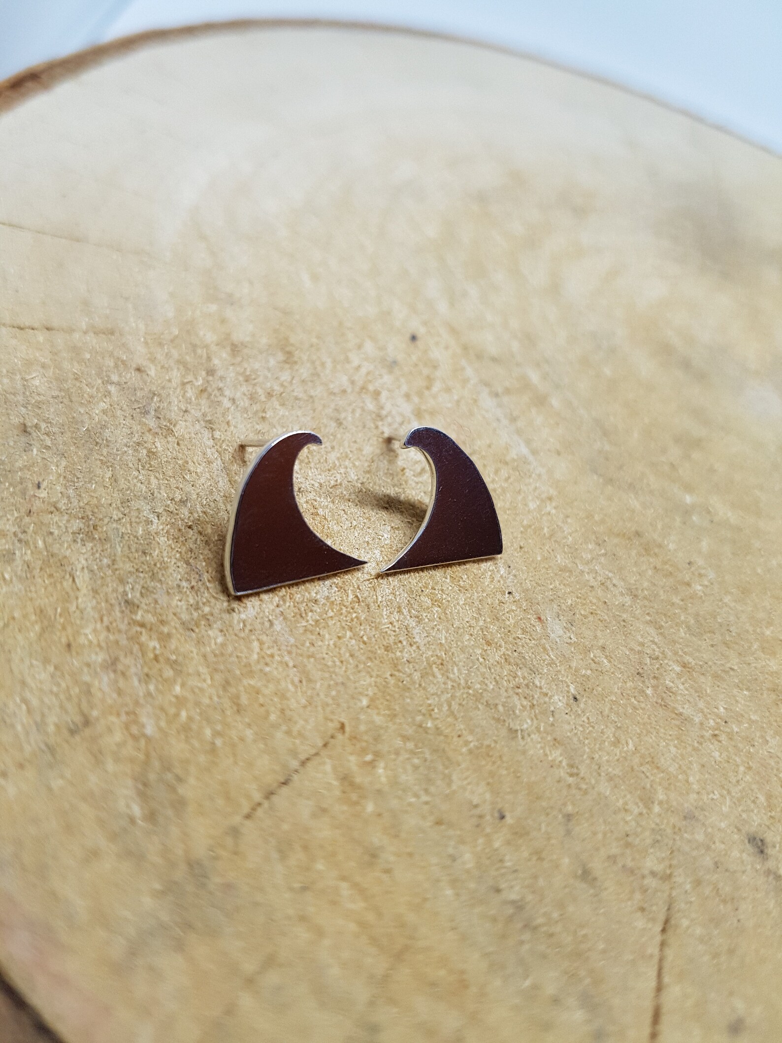 Wave Earrings Sterling Silver Silver Wave Stud Earrings - Etsy