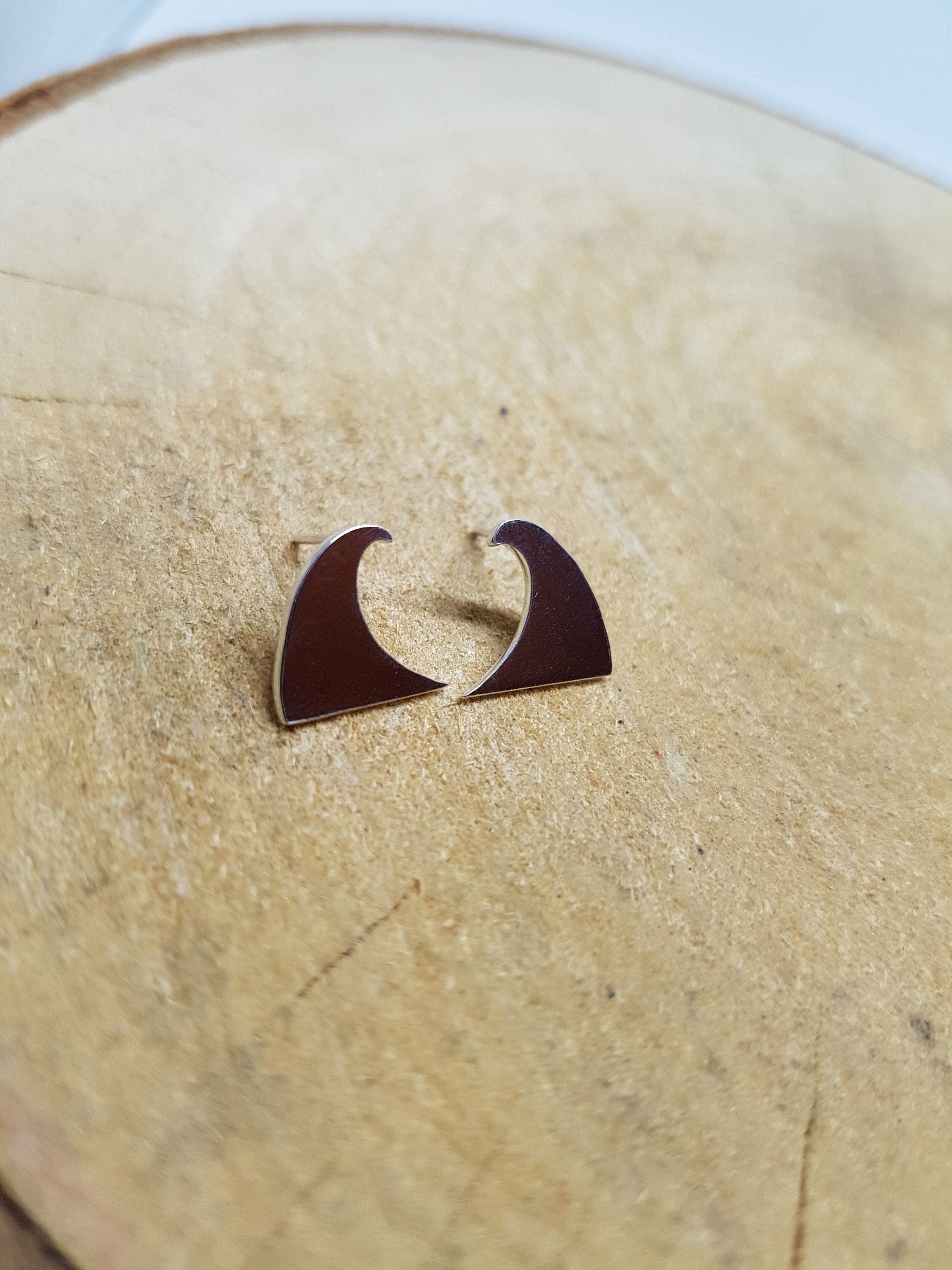 Wave Earrings Sterling Silver Silver Wave Stud Earrings - Etsy