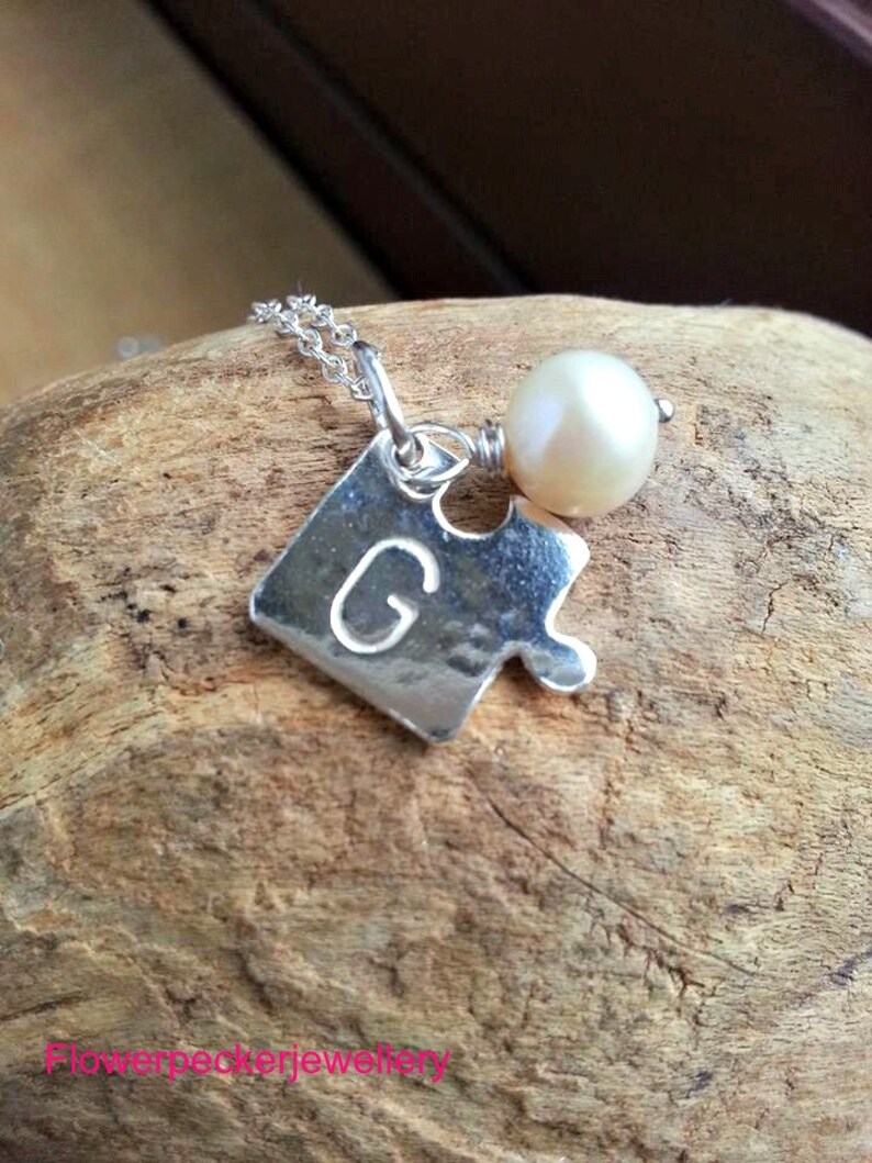Letter G Jigsaw Pendant Personalized Sterling Silver Necklace ...