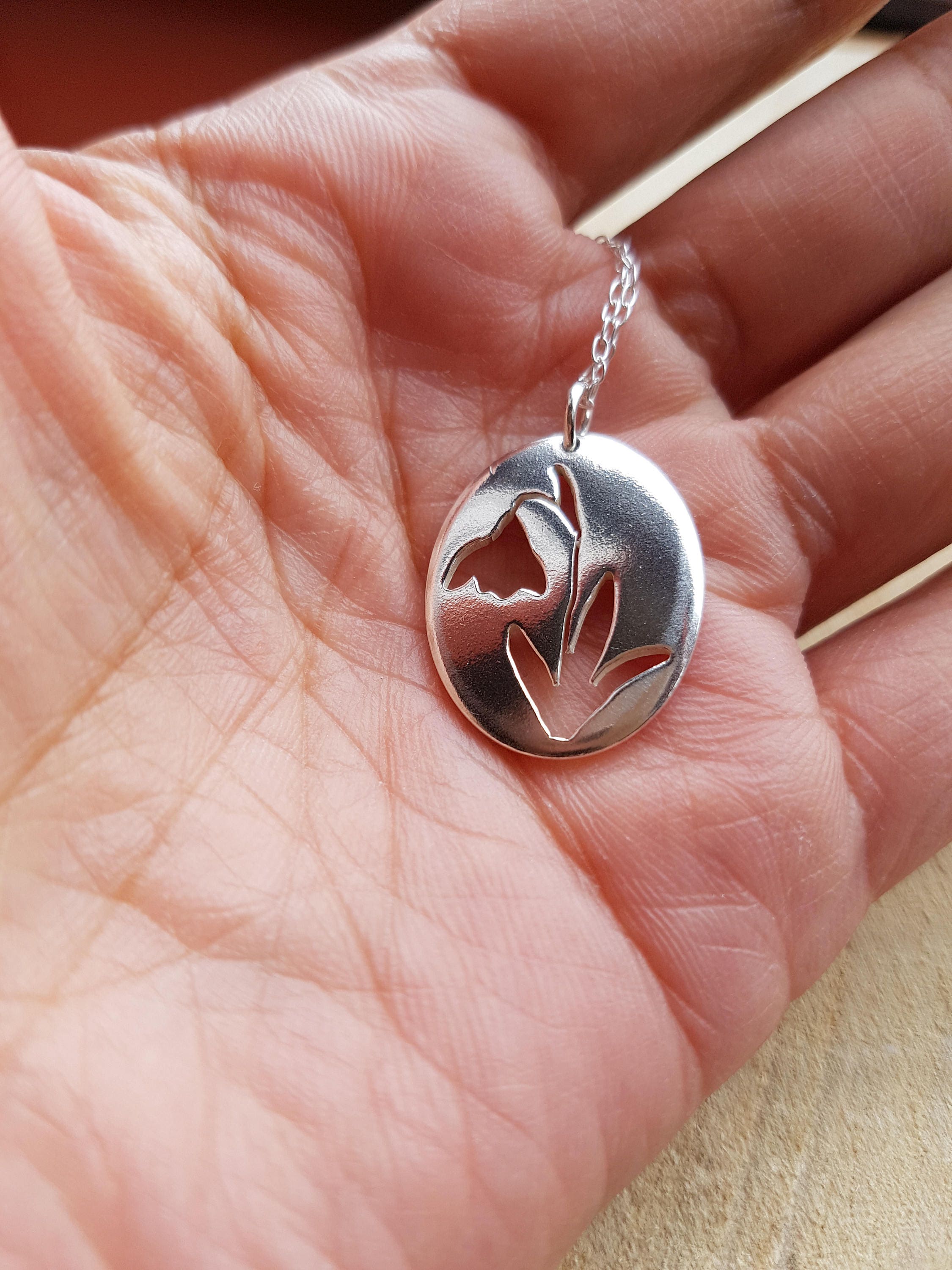 Snowdrop Necklace, Flower Necklace, Floral Pendant, Silver Necklace ...