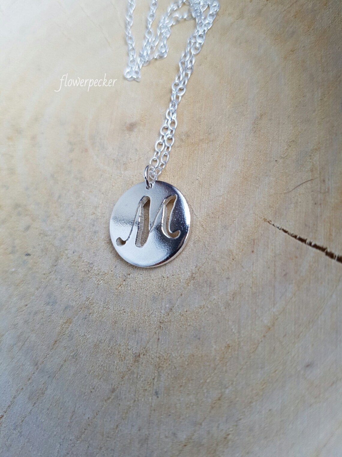 Letter M Silver Necklace Pendant Name Jewellery Letter M - Etsy