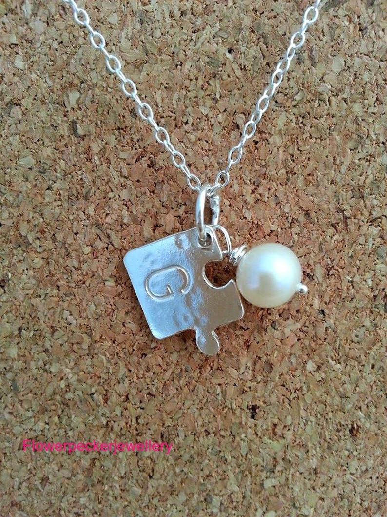 Letter G Jigsaw Pendant Personalized Sterling Silver Necklace ...
