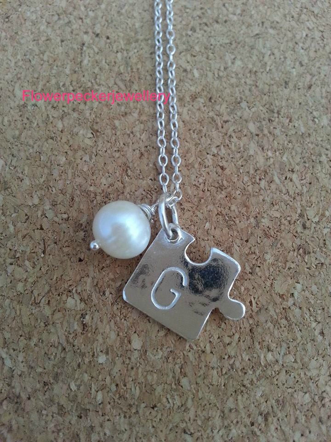 Letter G Jigsaw Pendant Personalized Sterling Silver Necklace ...