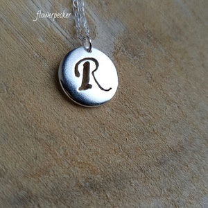 Letter R Necklace in Sterling Silver, Initial Letter R Pendant, Gift ...