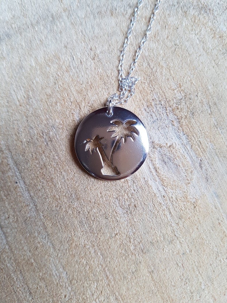 Palm Tree Necklace Palm Tree Pendant Summer Beach Jewellery - Etsy UK