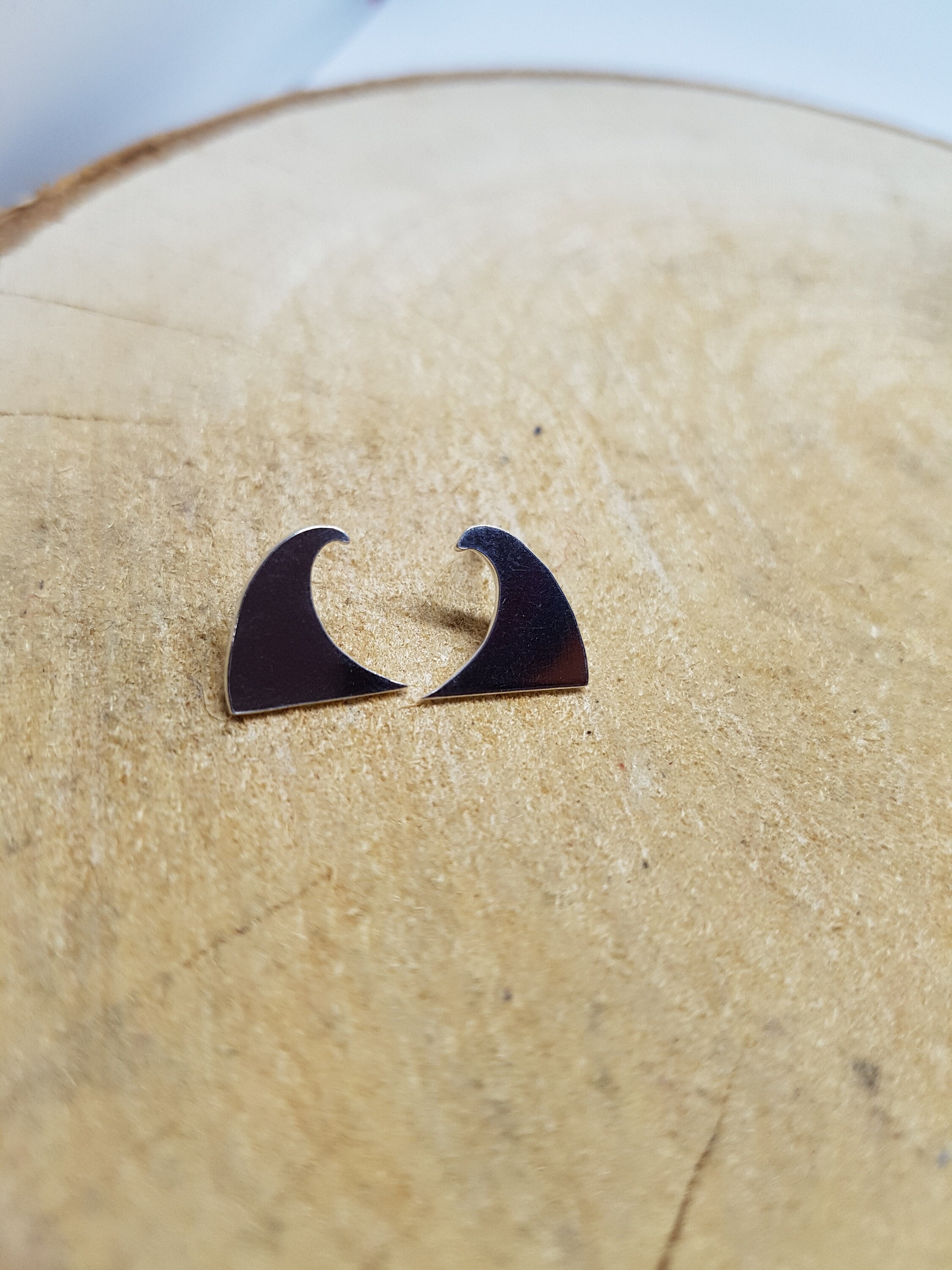 Wave Earrings Sterling Silver Silver Wave Stud Earrings - Etsy