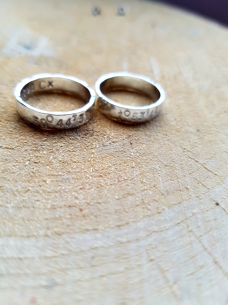 Coordinates Couple Ring Couple Ring Sterling Silver Ring | Etsy