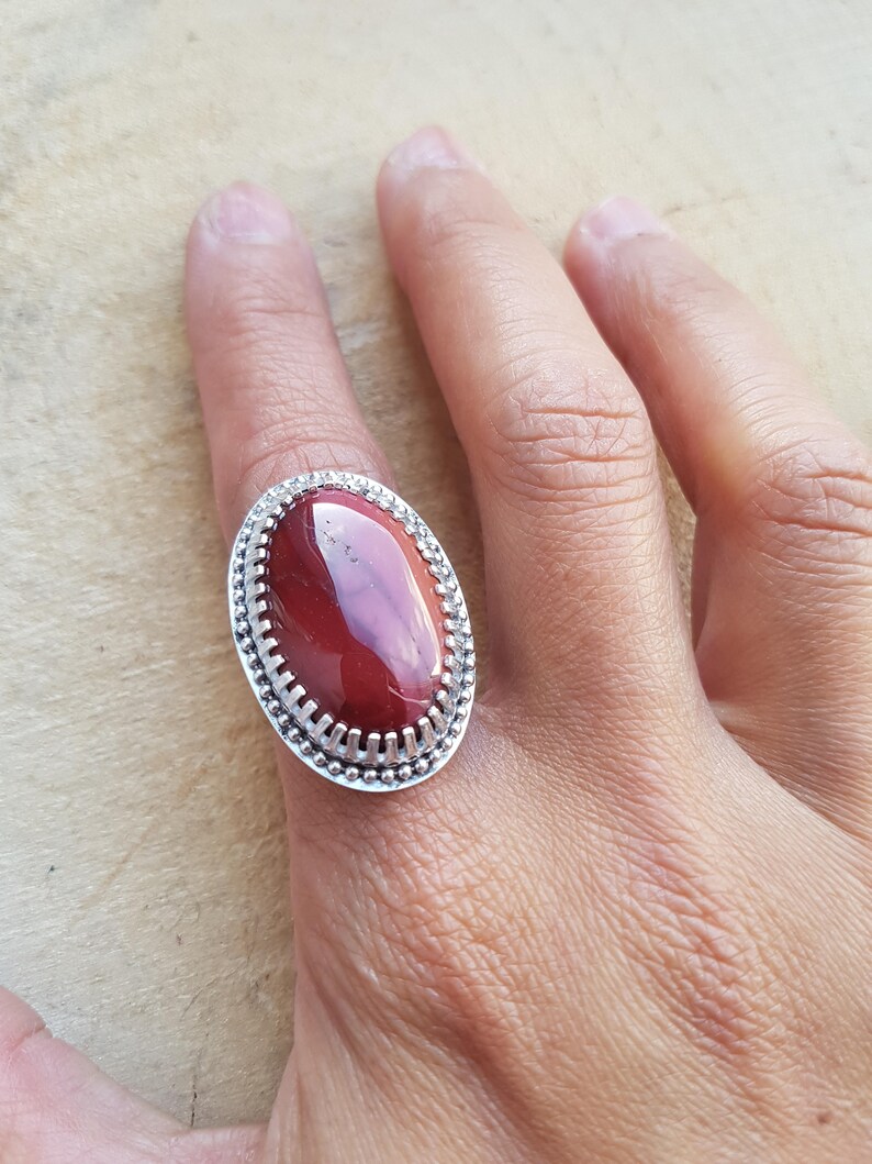 Mookaite Ring Sterling Silver Mookaite Gemstone Ring - Etsy UK