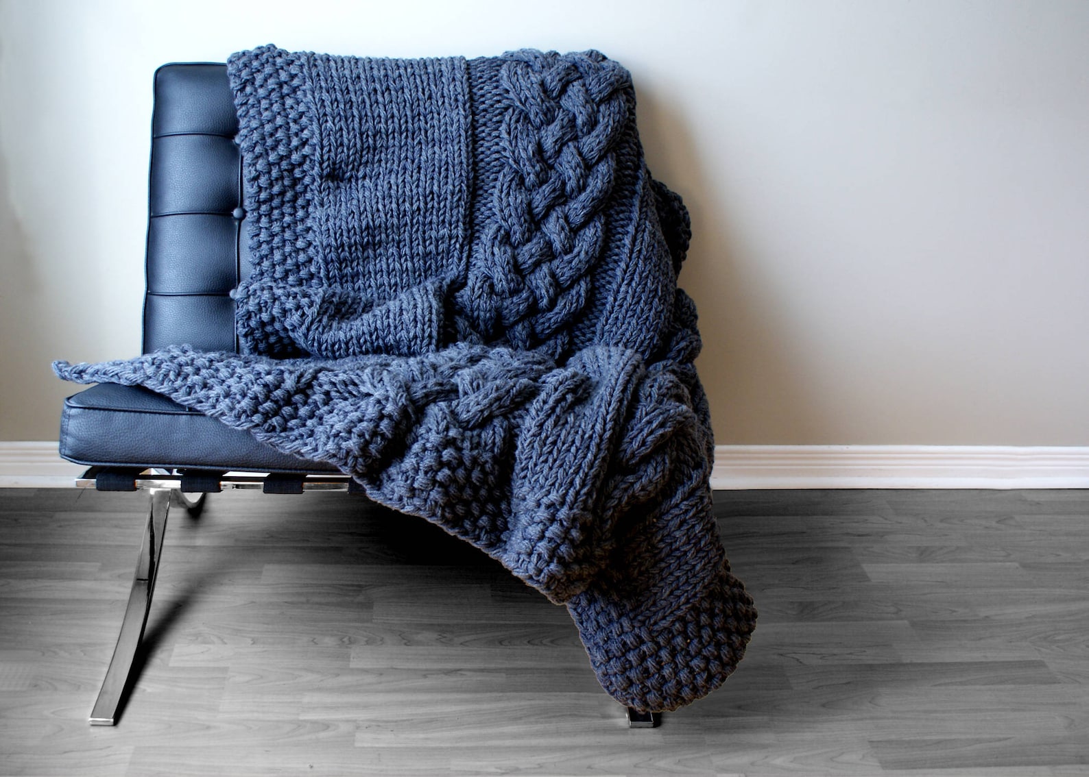DIY Knitting PATTERN - Double Cable Throw Blanket (2012002); Oversized ...