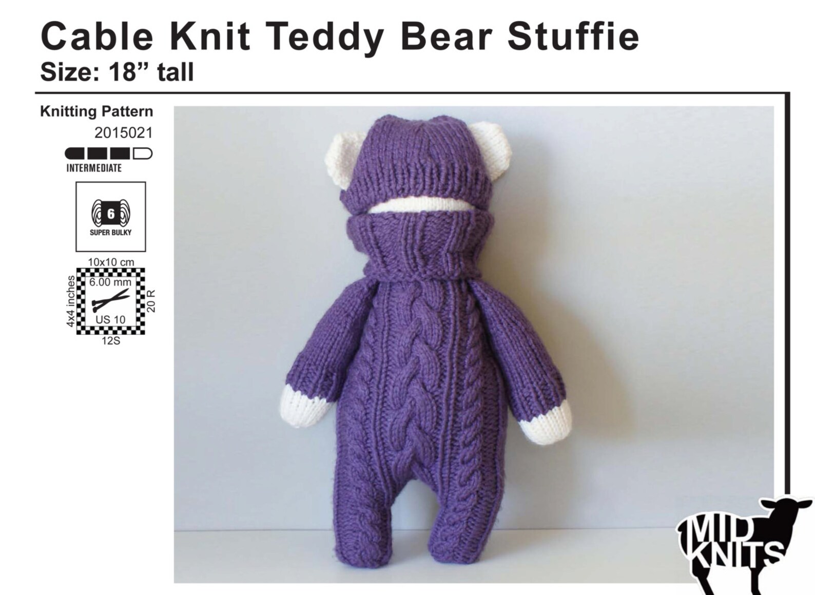 DIY Knitting PATTERN Cable Knit Teddy Bear Stuffie Size: | Etsy