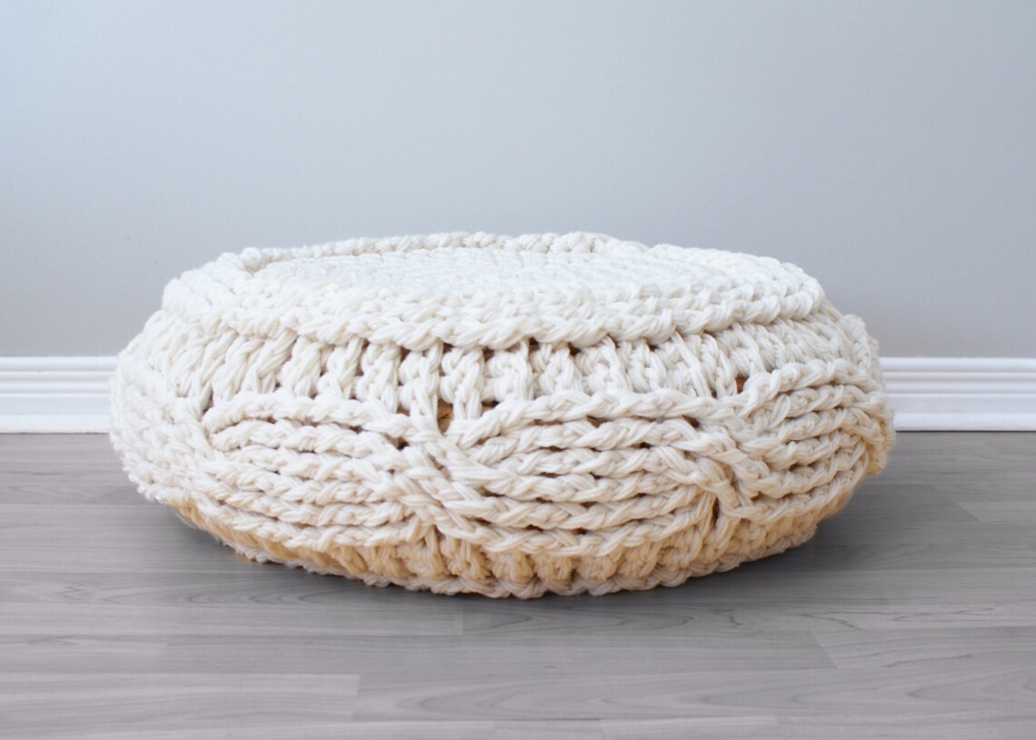 DIY Crochet PATTERN Crochet Cable Footstool Cover Fits - Etsy