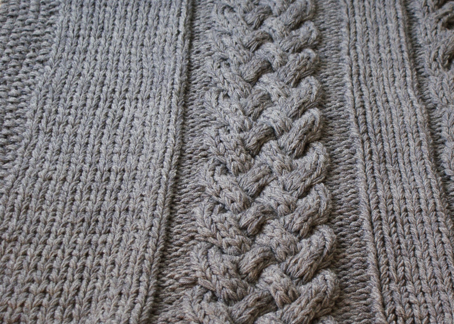 DIY Knitting PATTERN Double Cable Throw Blanket 2012002 Oversized Knits ...