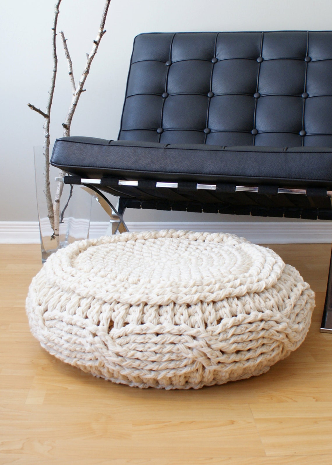 DIY Crochet PATTERN Crochet Cable Footstool Cover Fits - Etsy