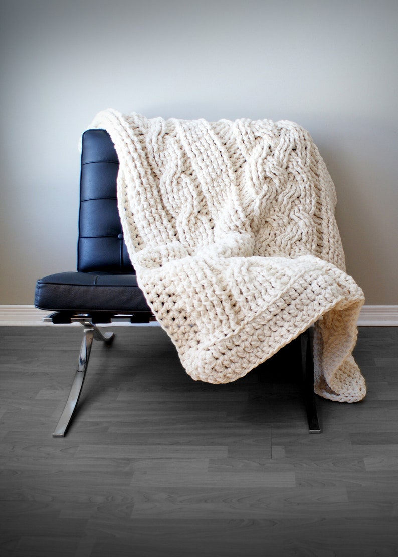 DIY Crochet PATTERN - Double Cable Crochet Throw Blanket (2014001-2 ...