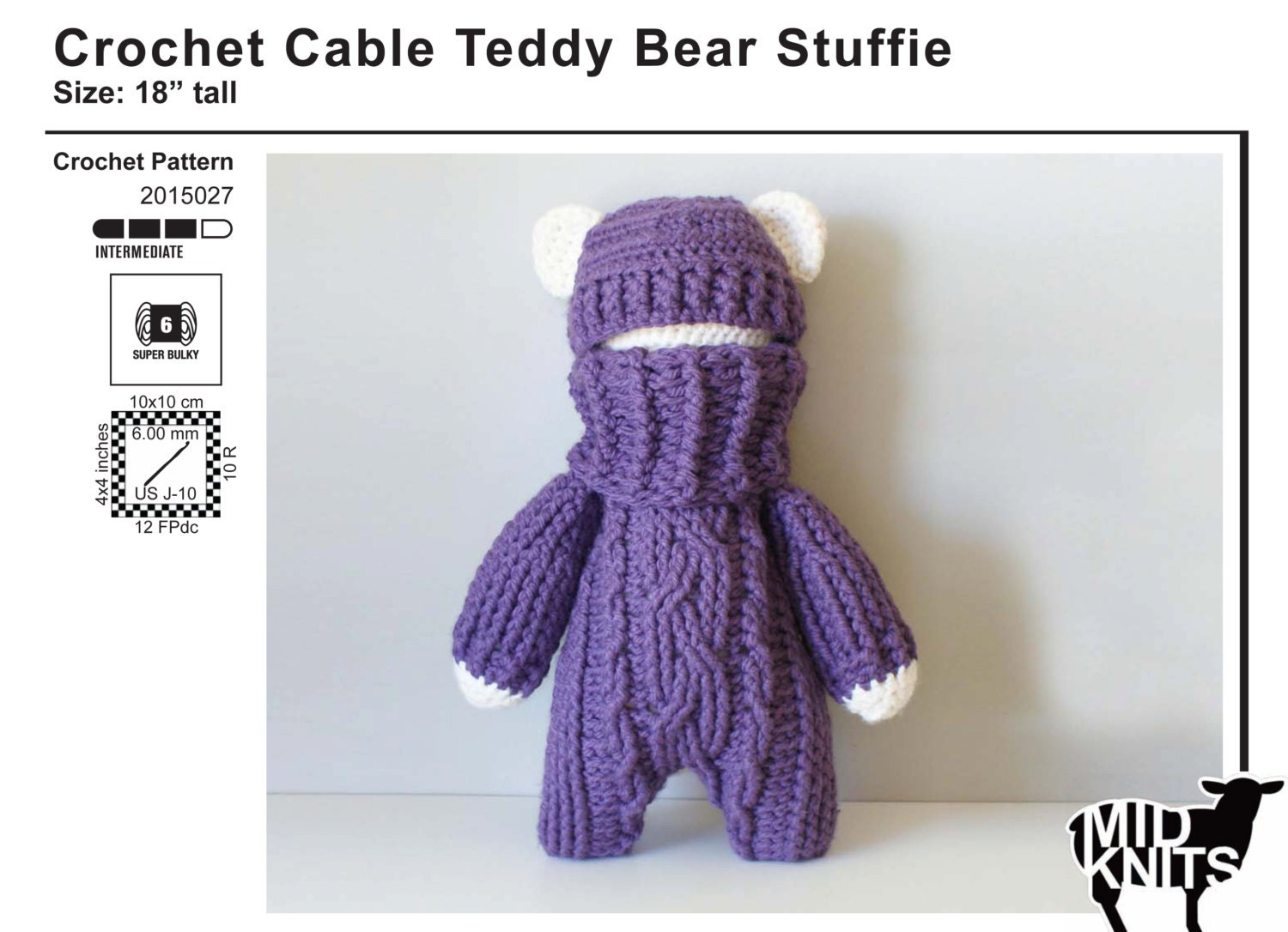 DIY Crochet PATTERN Crochet Cable Teddy Bear Stuffie Size: | Etsy