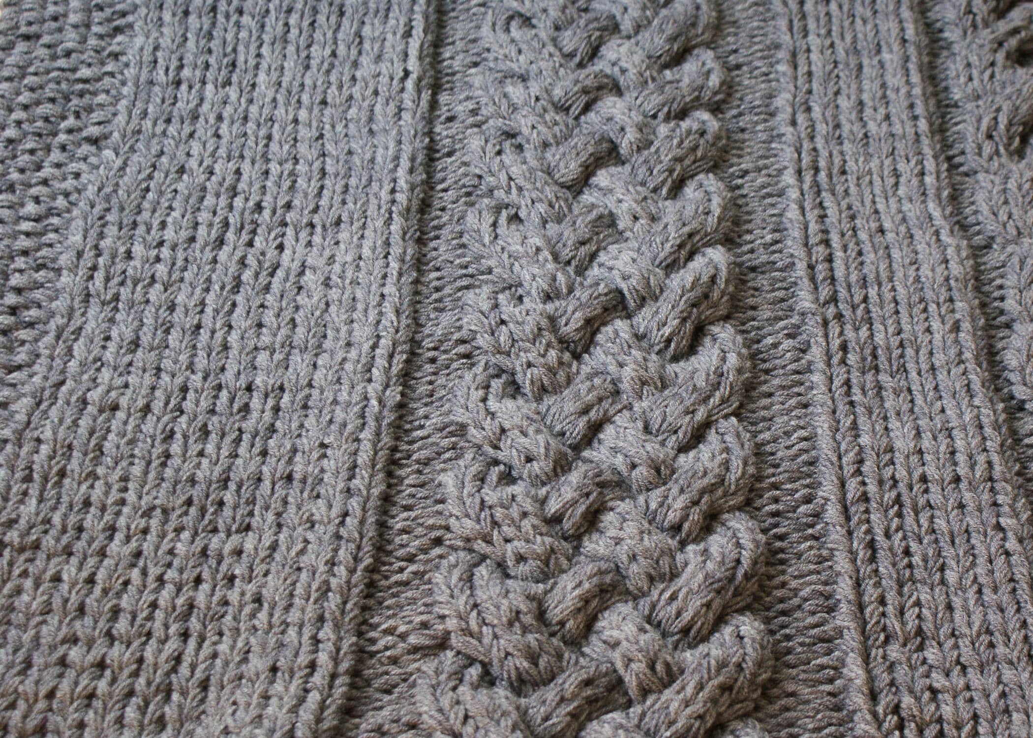 DIY Knitting PATTERN - Double Cable Throw Blanket (2012002); Oversized ...