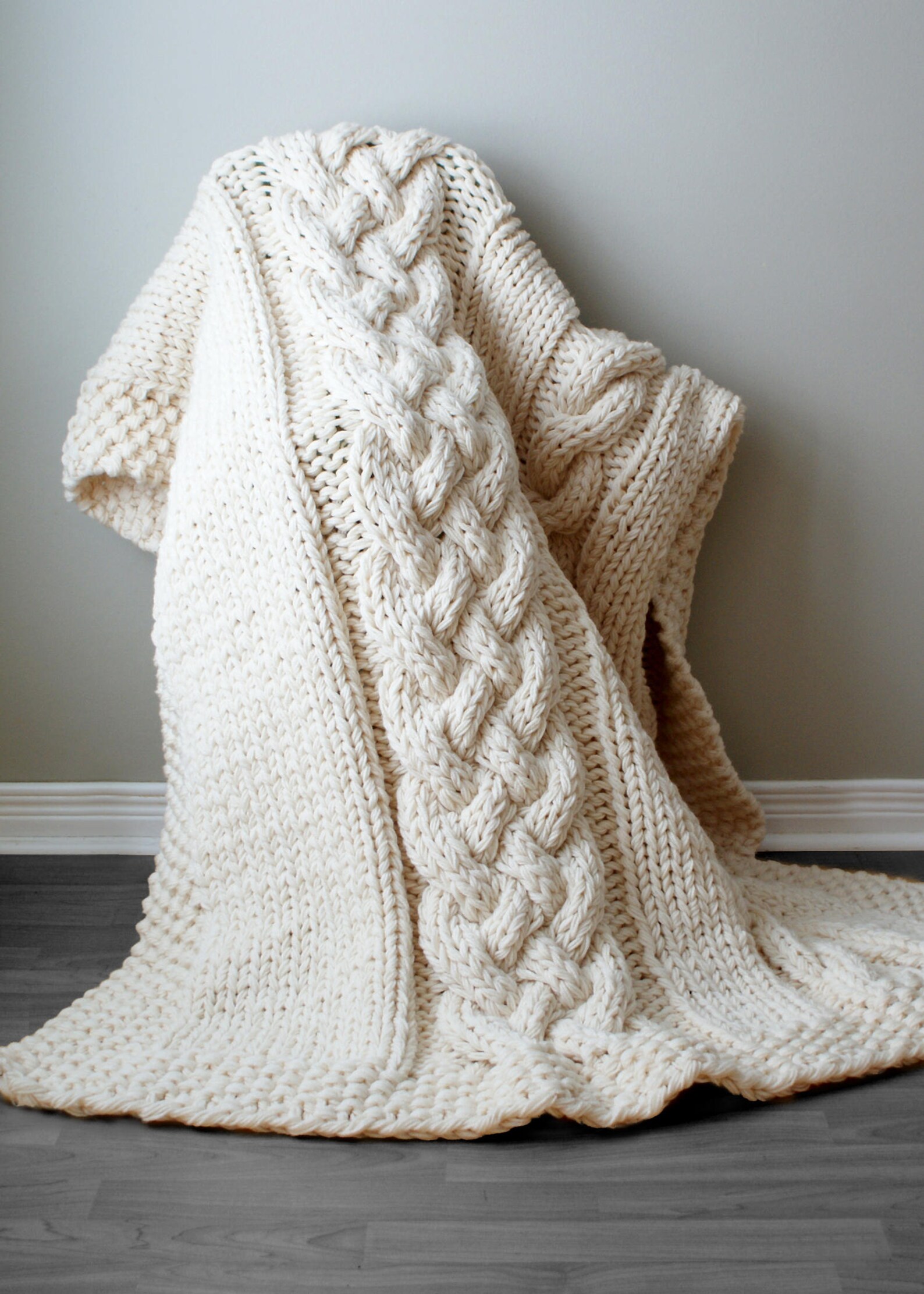 DIY Knitting PATTERN - Double Cable Throw Blanket (2012002); Oversized ...