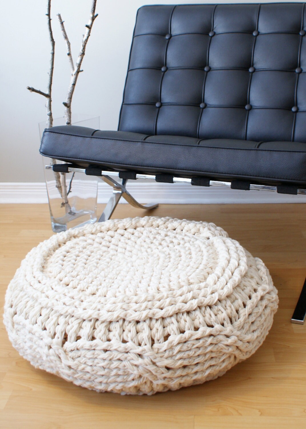 DIY Crochet PATTERN Crochet Cable Footstool Cover Fits - Etsy