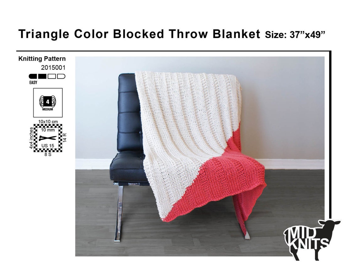 DIY Knitting PATTERN Triangle Color Blocked Throw Blanket - Etsy
