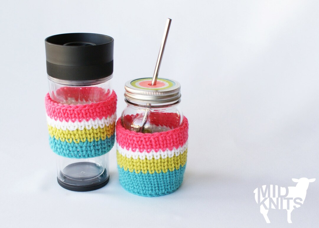 DIY Crochet PATTERN - Striped Drink Cozies - 3" Diameter Fits Standard ...