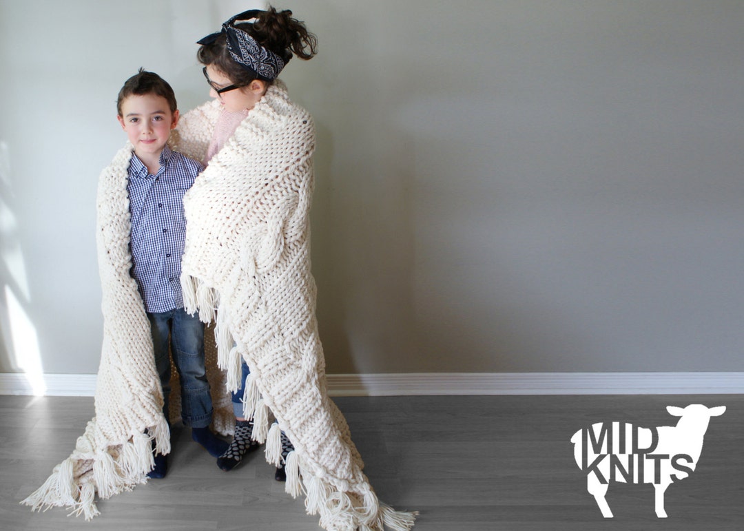 DIY Knitting PATTERN - Triple Cable Throw Blanket / Rug 49" X 64 ...