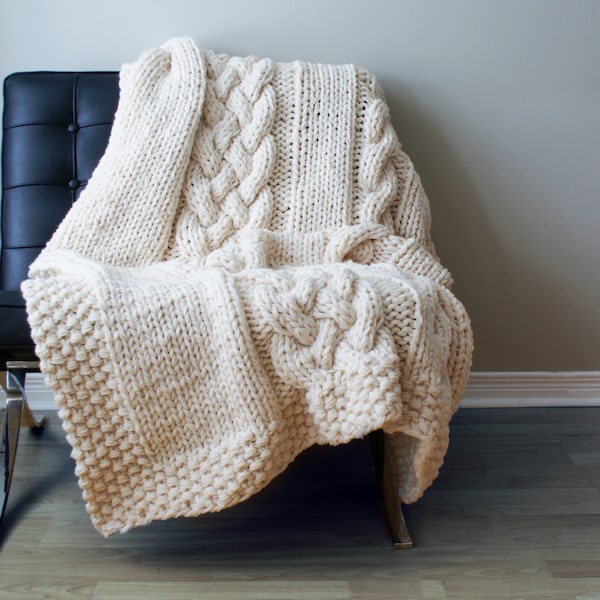 Cable Knit Blanket - Etsy