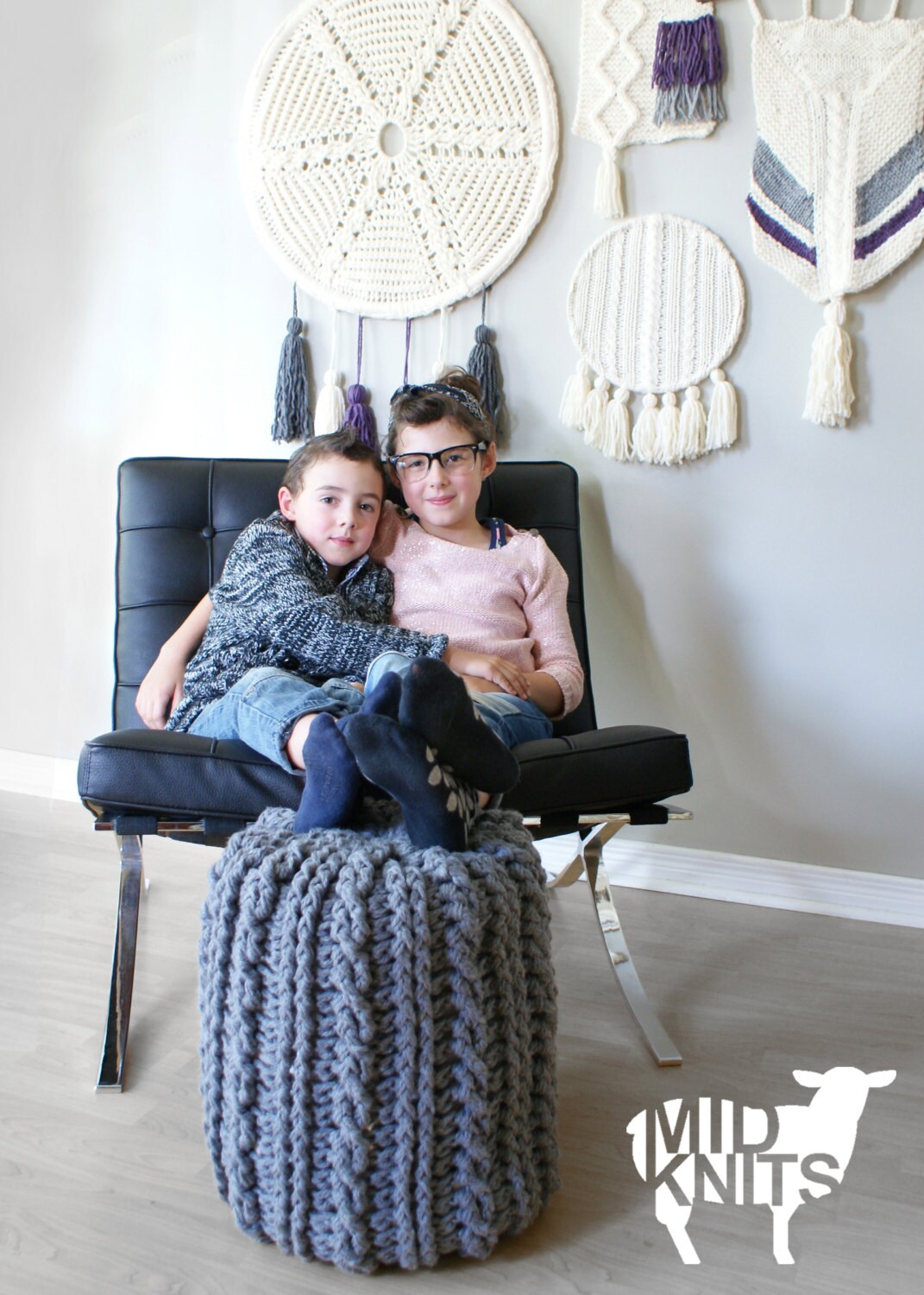 DIY Crochet PATTERN - Crochet Cable Footstool Size: 13" Diameter X 17 ...