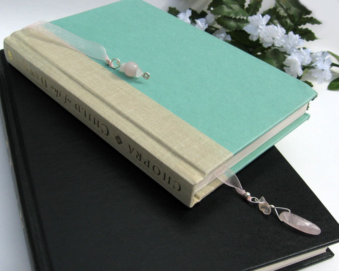 Jeweled Ribbon Bookmark Rose Quartz Crystal Gemstones Silver - Etsy
