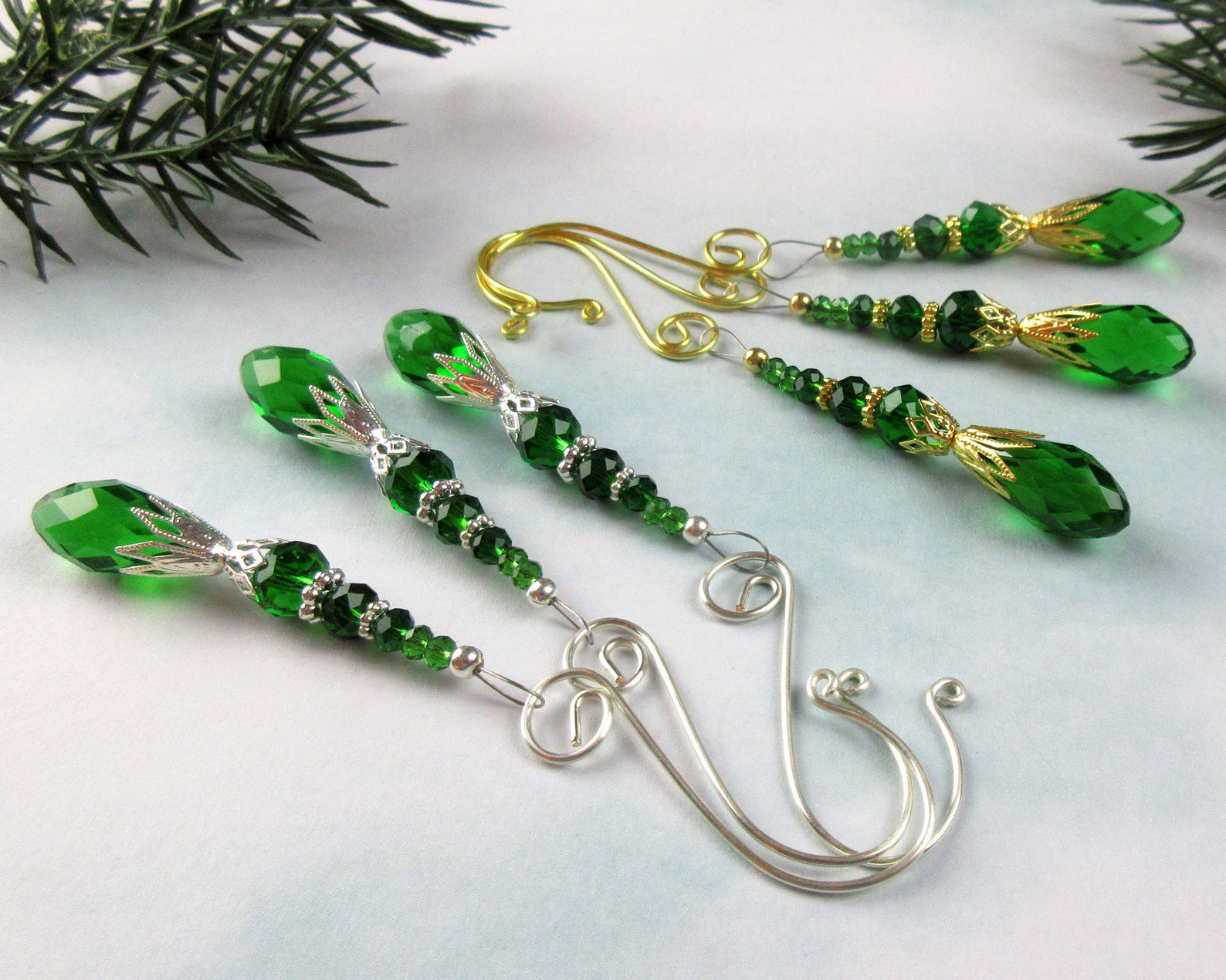 Icicle Ornament, Miniature Tree Ornament, Crystal Suncatcher, Christmas ...