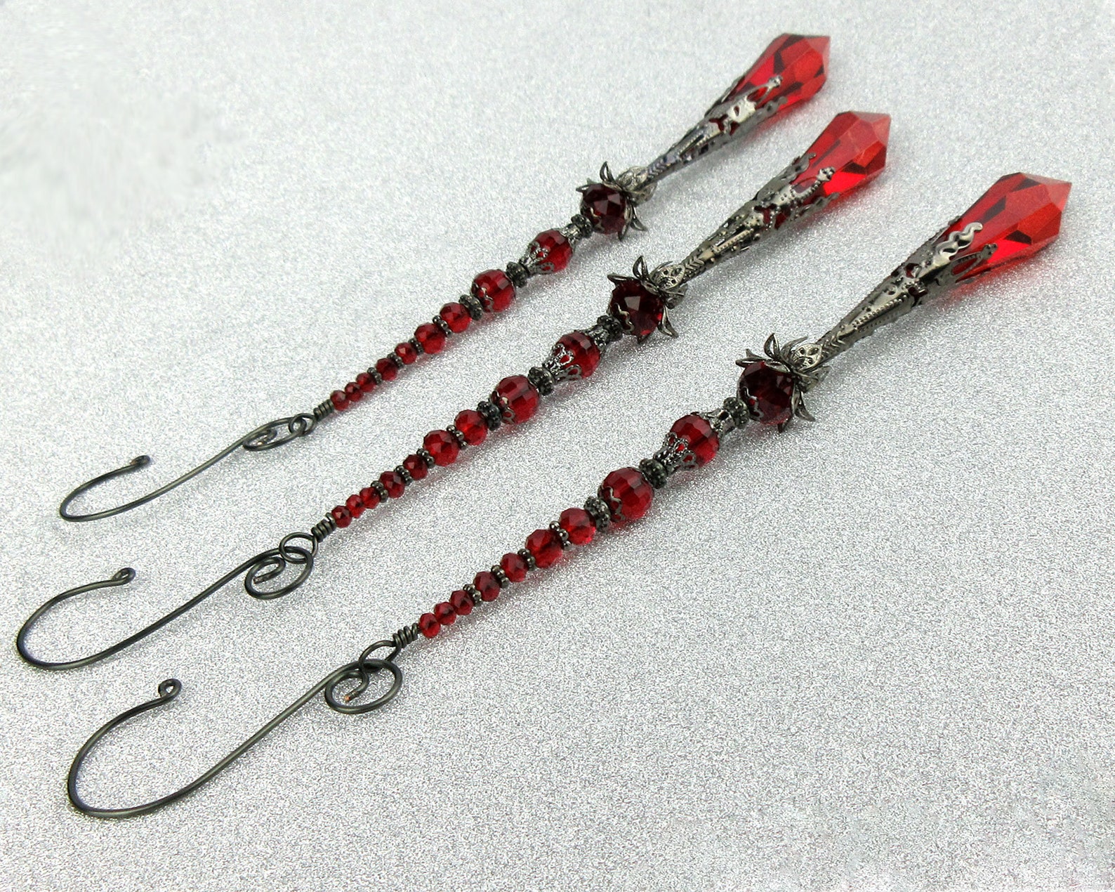 Icicle Ornament, Crystal Suncatcher, Ruby Red Glass Crystals, Crystal ...