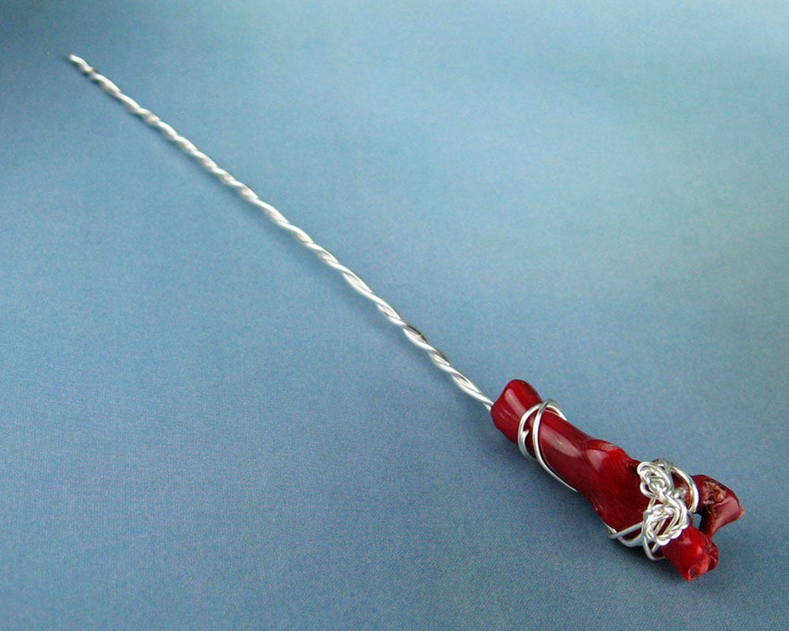Shawl Pin Branch Coral Silver Plated Wire Wand Style Wire - Etsy