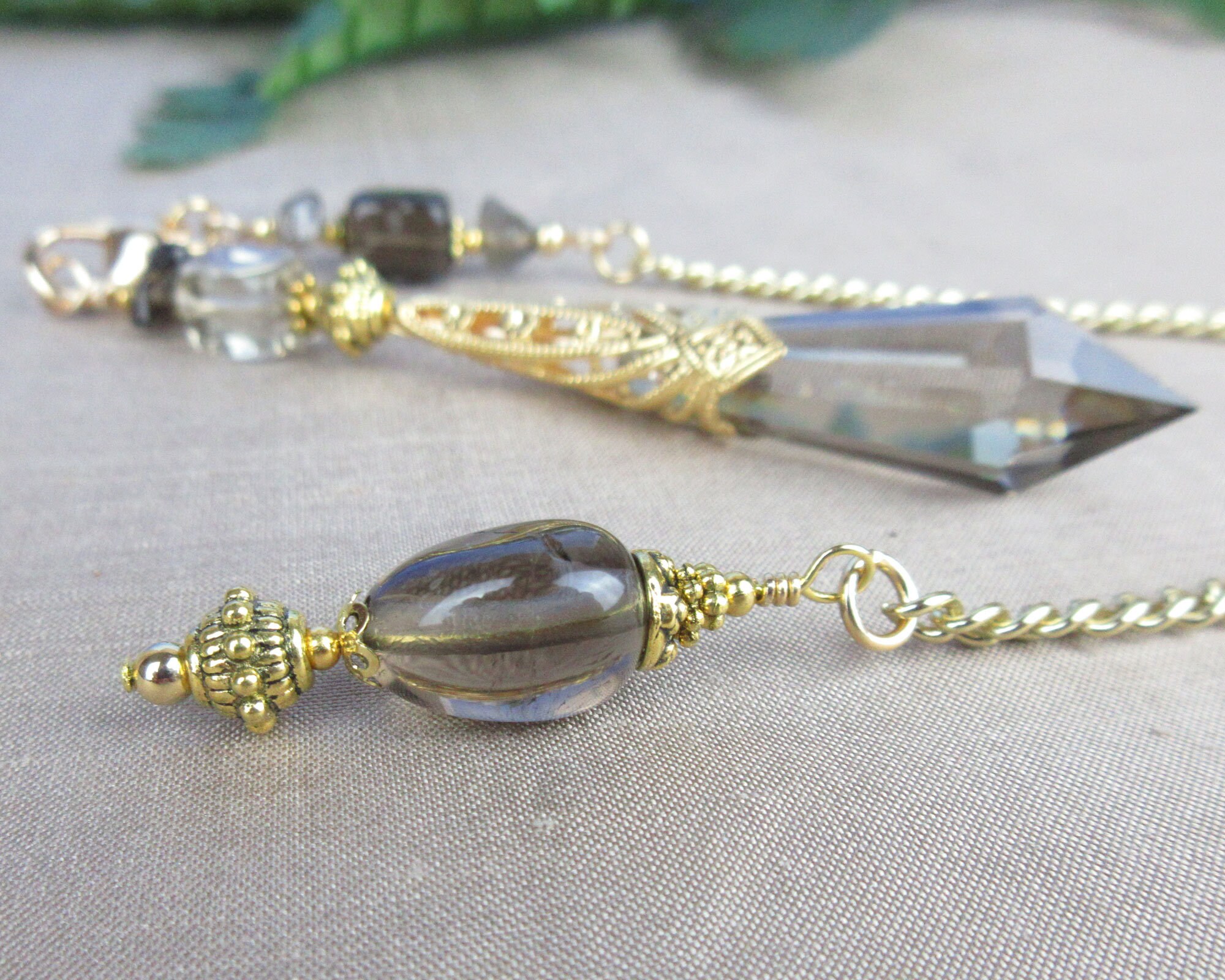 Crystal Pendulum, Smoky Satin Grey Asfour Full Lead Crystal Prism ...