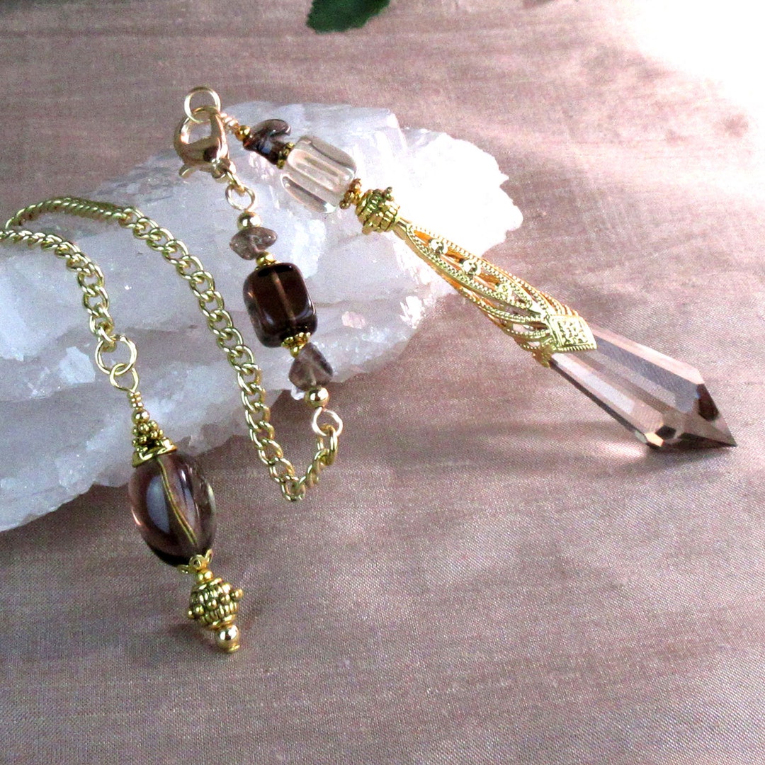 Crystal Pendulum, Smoky Satin Grey Asfour Full Lead Crystal Prism ...
