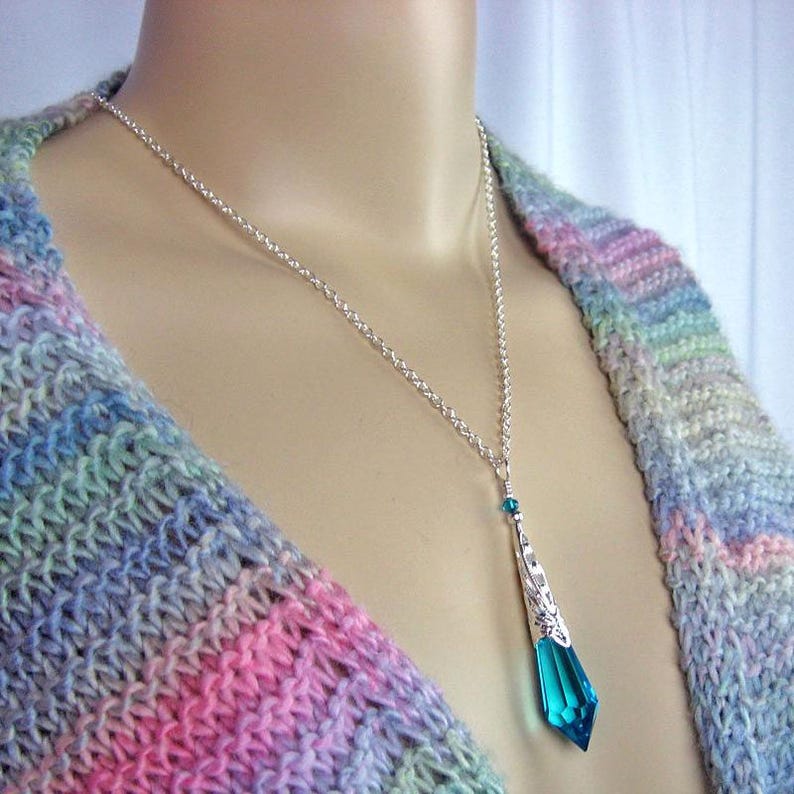 Icicle Prism Pendant, Turquoise Crystal, Brilliant Blue Mystical ...